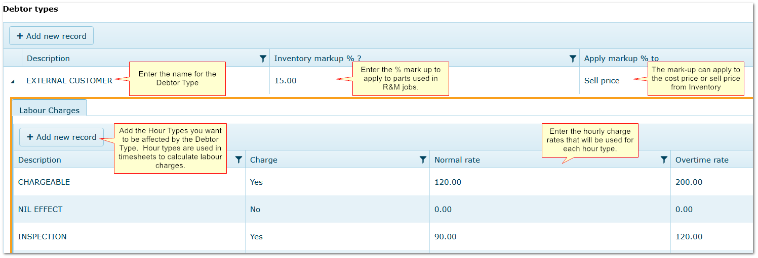 Adding/Editing Debtors, Debtor Types, Debtor Hierarchies